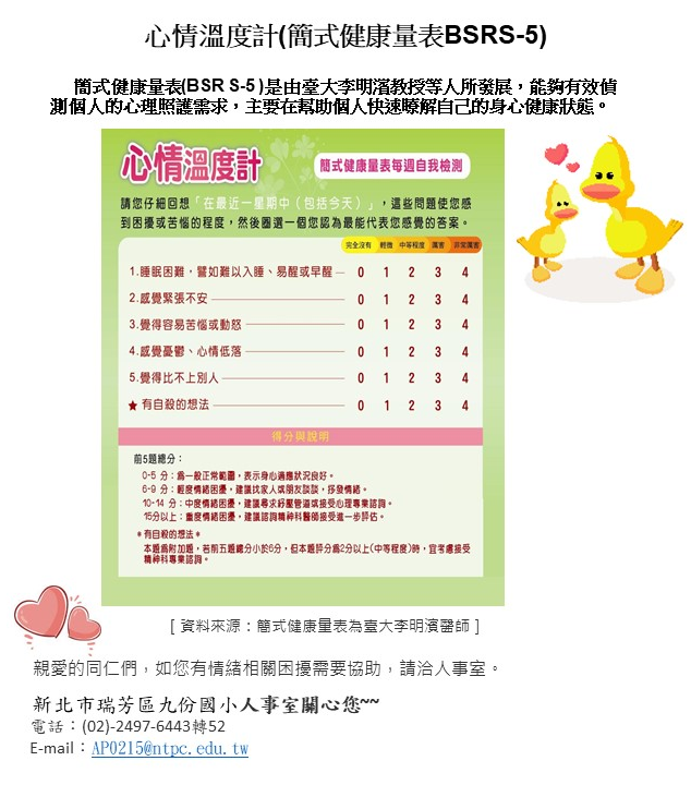 簡式健康量表 : 簡式健康量表 心情溫度計簡介 – ACXR